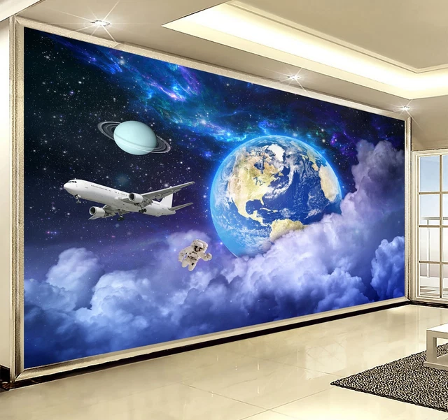 3D AIRPLANE EARTH Clouds 43793NA Wallpaper Wall Murals Removable ...