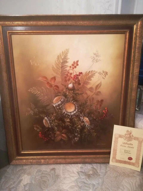 GÜNTER SCHARDT ÖLGEMÄLDE Silberdistel 88x100cm mit Rahmen EUR 390,00 - PicClick DE