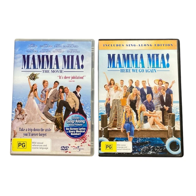 MAMMA MIA DVD Movie Set x 2 Mamma Mia & Here We Go Again ABBA Musical ...