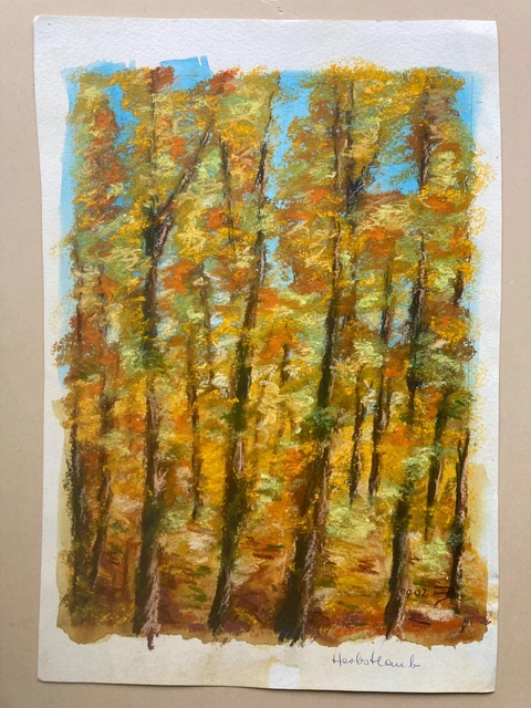 OIL PASTELS AUTUMN Landscape IN The Forest Sunny Tag Nature 30 X 42 CM ...