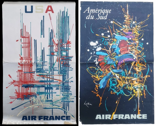 LOT DE 2 affiches Air France, USA et Amérique du Sud, par Georges ...