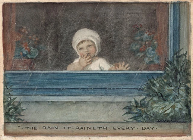 AMELIA BOWERLEY / Bauerle (1873-1916) - Watercolour Painting - Child In ...