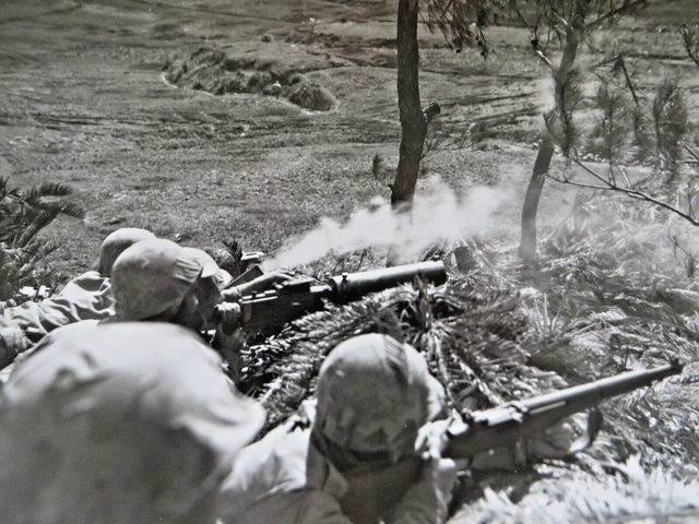 VINTAGE WW2 ORIGINAL Usmc Photograph Okinawa: Machine Gun Crew K ...
