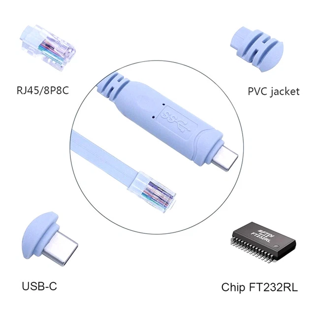 USB TO RS232 Serial to RJ45 CAT5 Console Adapter Cable For Cisco ...