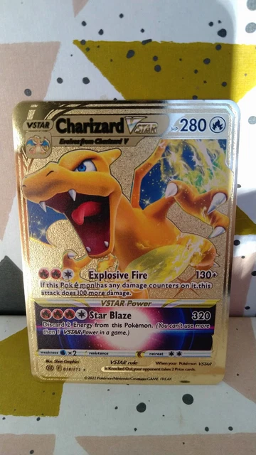 CHARIZARD VSTAR SOLID Metal Gold Card Pokemon inspired Rare Collectable ...