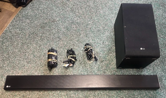 LG SJ4 BLUETOOTH HDMI sound bar and subwoofer set with leads and remote ...