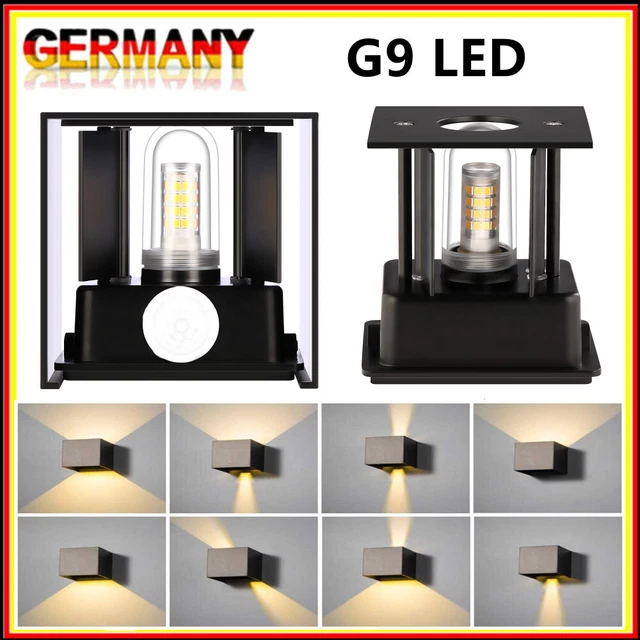 CUBE WÜRFEL G9 LED Wand Leuchte Lampe mit Bewegungsmelder Up Down außen ...