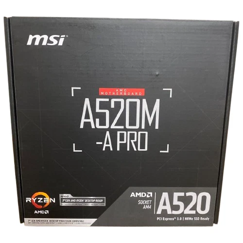 MSI A520M-A PRO AM4 AMD A520 USB3.2 Gen1 Micro-ATX Motherboard New £66. ...