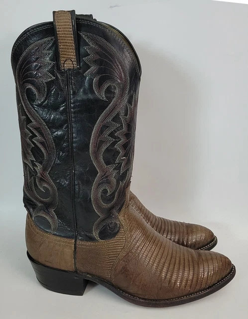 VINTAGE DAN POST Teju Lizard Exotic Cowboy Western Boots USA Made 9.5 ...