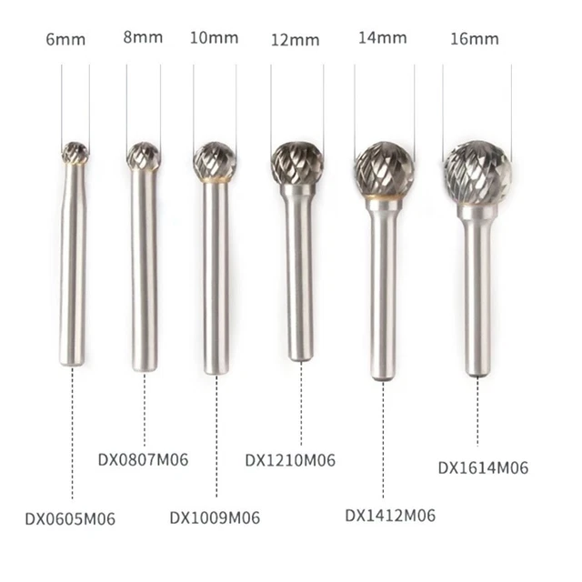 PRECISION DOUBLE GROOVE Ball Shape Carbide Routing Burr Bit Rotary File ...