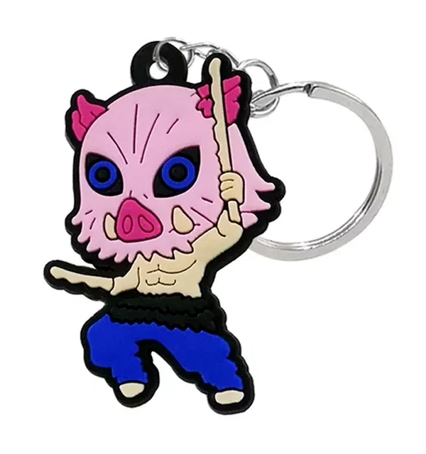 DEMON SLAYER: KIMETSU no Yaiba - Pink Boar Head Inosuke Hashibi Keyring ...