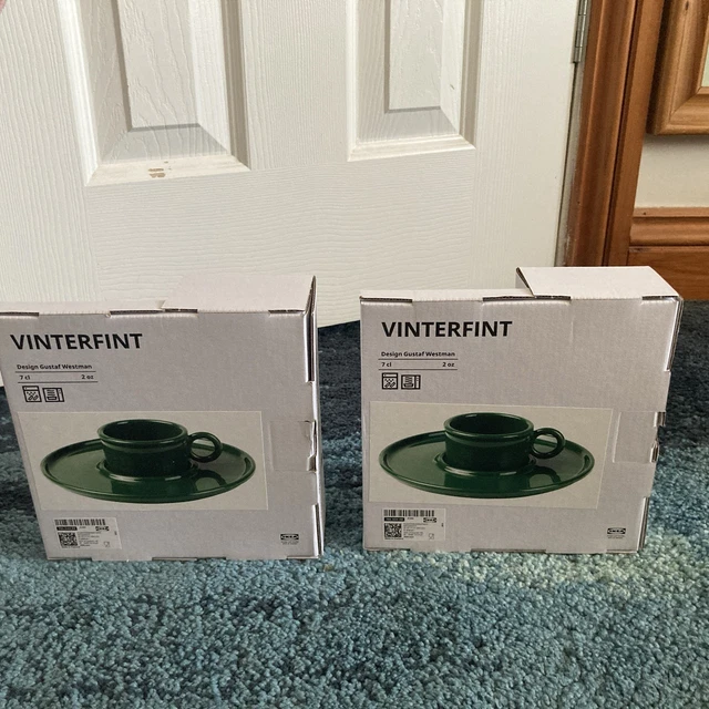 IKEA X GUSTAF Westman Vinterfint a set of 2 Green Cups With Saucers ...