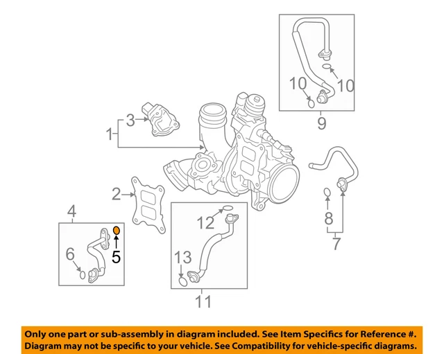 VW VOLKSWAGEN OEM Golf Turbocharger Turbo-Water Inlet Pipe O-ring ...
