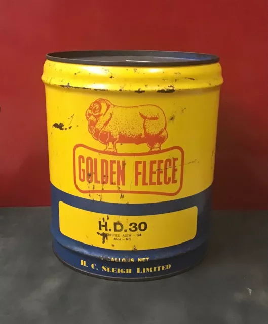 GOLDEN FLEECE 4 gallon motor oil drum , Golden Fleece petroleum tin H C ...