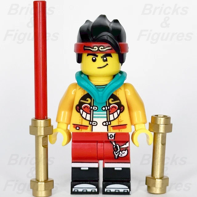 LEGO® MONKIE KID Minifigure with Golden Staff Blue Hood Monkey Logo ...