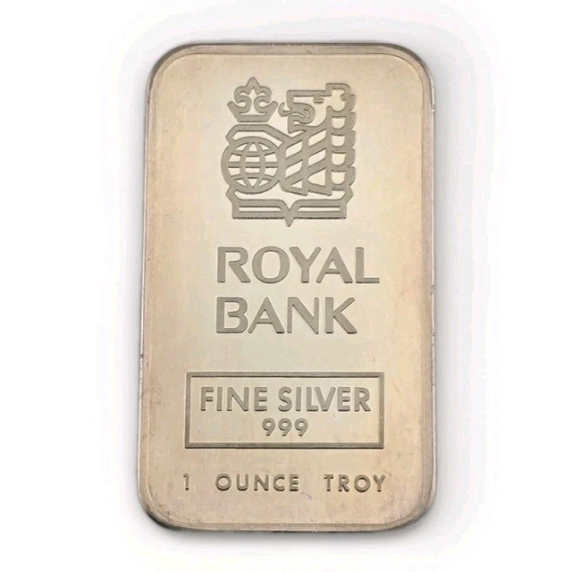ROYAL BANK JOHNSON Matthey 1oz Silver Bar Rare JM Ingot Vintage Lion ...