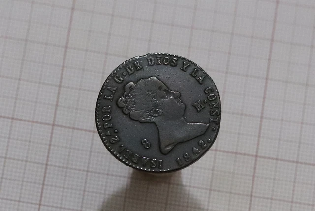 🧭 🇪🇸 SPAIN 8 Maravedis 1842 Isabel Ii Segovia Sharp Details B66 #Z61 £31.62 - PicClick UK