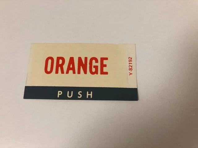 COKE COCA COLA Orange Push Plastic Insert Sticker Vending Machine Part ...