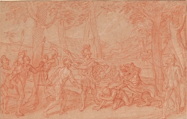 FRANCOIS VERDIER (1651-1730) Chasse au lion d'Alexandre Le grand ...