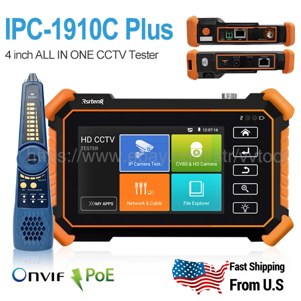 RSRTENG IPC-1910C PLUS Security Camera Monitor CCTV Tester 8K AHD CVI ...