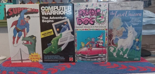CARTOON VHS LOT Vintage 1980s superman computer warriors last unicorn ...