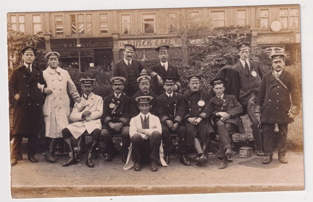 BUS / TRAM, CONDUCTORS DRIVERS ? WILLESDEN 1900s RPPC UNIFORMED GROUP ...