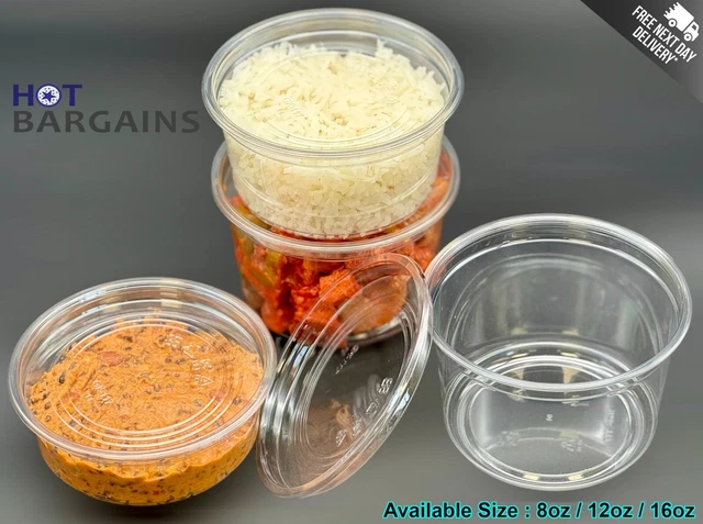 FOOD STORAGE CONTAINERS Round Detachable Lids For Takeaway BPA-Free ...