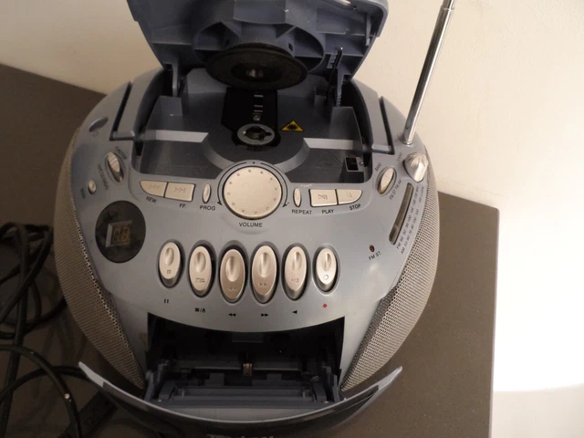 TEVION PORTABLE RADIO CD Cassette Tape Player Ghettoblaster Vintage ...