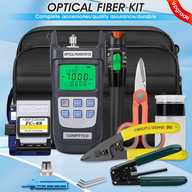 FTTH FIBER OPTIC Tool Kit with Fiber Fibra Optica Power Meter and 10Mw ...