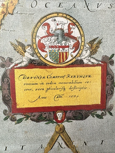OLD TUDOR SAXTON 1500s Map of Devon, England 1575 Antique Reprint ...