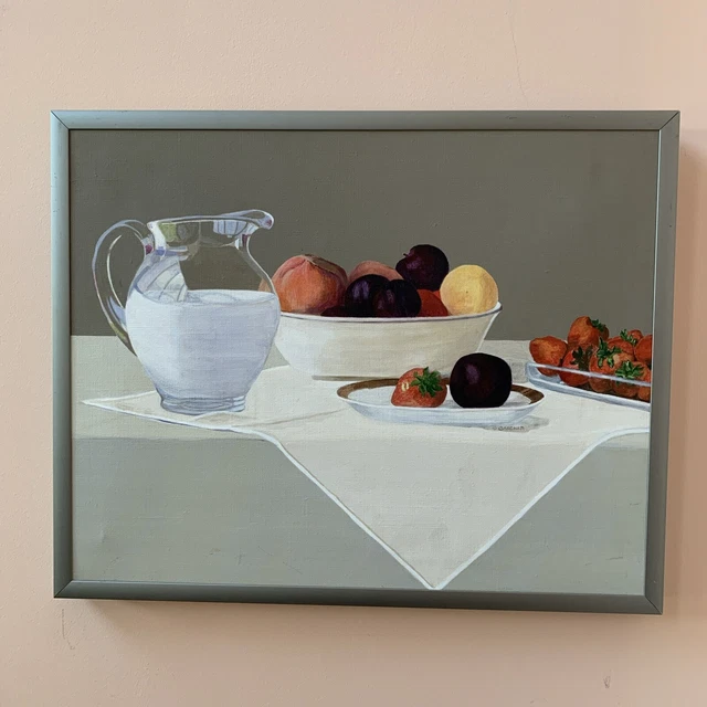 TERRY GARDNER ORIGINAL Signed Acrylic Painting Strawberry And Cream ...