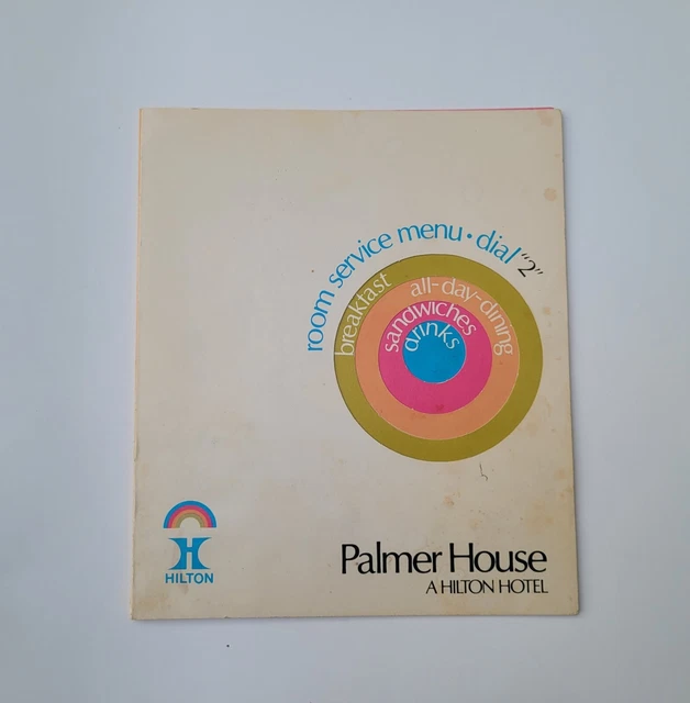 VINTAGE HILTON HOTEL Room Service Menu in the Palmer House Chicago, IL ...