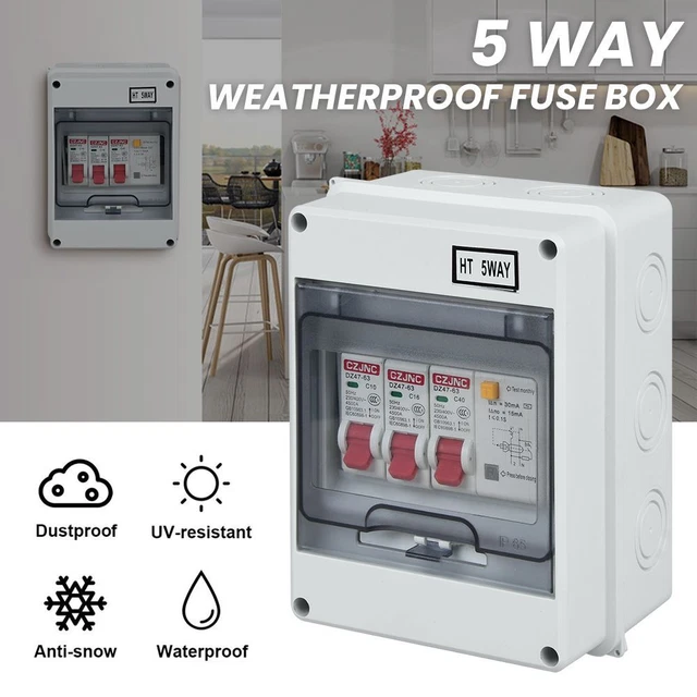 5 WAY CONSUMER Unit Fuse Box RCD Circuit Breakers Isolator Shed Garage ...