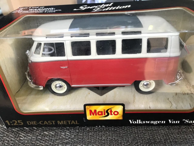 VW VAN BUS SAMBA 1:25 Scale Diecast Model Camper Red. Special Edition ...