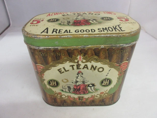 VINTAGE ADVERTISING EMPTY El Teano Cigar Canister Tobacco Tin 428 £103. ...