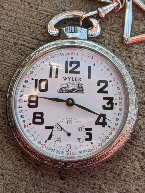 RARO OROLOGIO DA TASCA STILE WYLER RAILROAD, SVIZZERO 17 J, MODELLO RARO, Corre 52 mm H3 EUR 277 ...