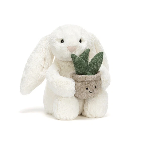#001 - JELLYCAT Cream Bunny With Plant - BNWT £50.00 - PicClick UK