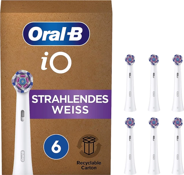 ORAL-B IO STRAHLENDES Weiss Aufsteckbürsten Für Elektrische Zahnbürste, 6 Stück, £55.58 ...