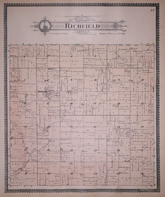 1901 PLAT MAP ~ RICHFIELD Twp., ADAMS Co., ILLINOIS ~ Free S&H-(15x17 ...