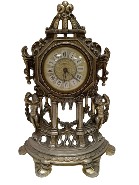 VINTAGE GOLD SPLENDEX Clock Free Standing Pre Loved Mantel Piece Clock ...