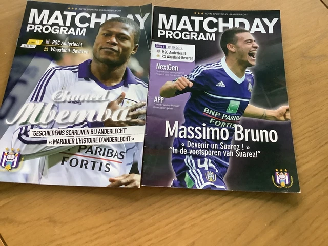 2 X RSC Anderlecht v RS Waasland-Beveren Football Programmes 2012/2013 ...