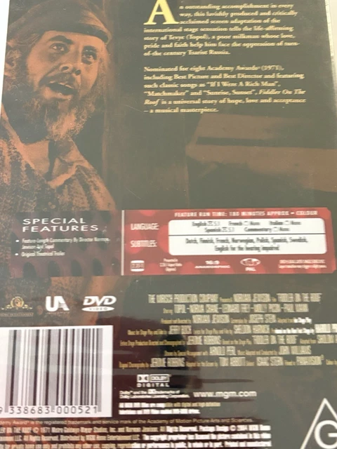 FIDDLER ON THE Roof Topol Norma Crane Leonard Frey DVD Brand New $8.95 ...