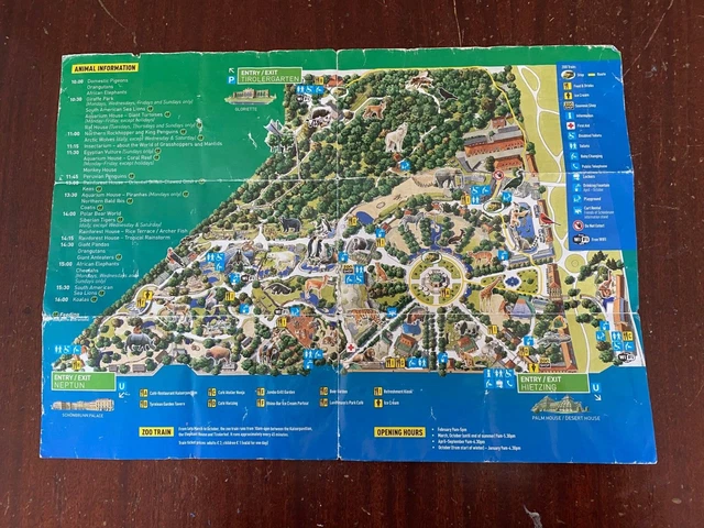 TIERGARTEN SCHONBRUNN MAP Vienna Zoo 2018 EUR 11,70 - PicClick IT