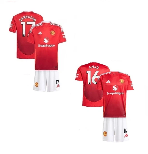 SALE AMAD/ GARNACHO Manchester United Man Utd Kids Home Shirt Full Kit ...