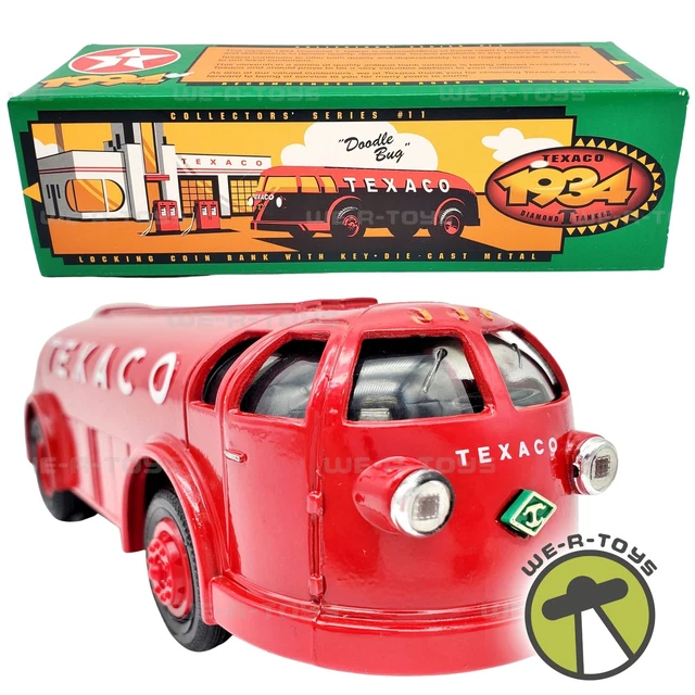 TEXACO RED 1934 Diamond T Tanker Doodle Bug Coin Bank with Key ERTL ...