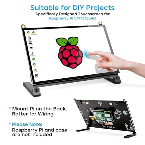RASPBERRY PI SCREEN, 10.1’’ Touchscreen Monitor, IPS FHD 1024×600 ...