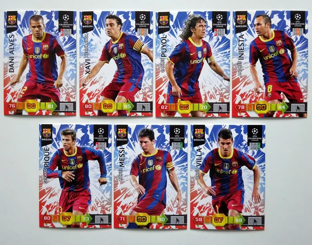 PANINI CHAMPIONS LEAGUE 2010/11 7x Base Cards Messi, Iniesta, Xavi, FC ...