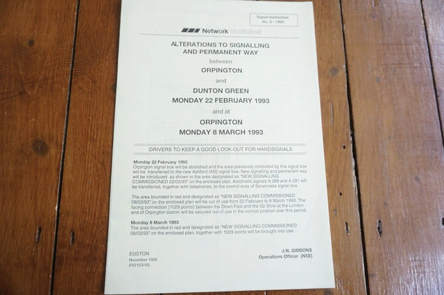 ORPINGTON SIGNAL BOX Railway Signalling Diagram Notice Map Network ...