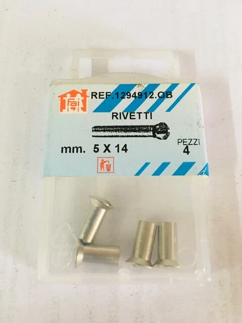 4 RIVETS MM 5x14 Laiton Nickelé Modèle Tubolare Rivet Moulages EUR 6,30 ...