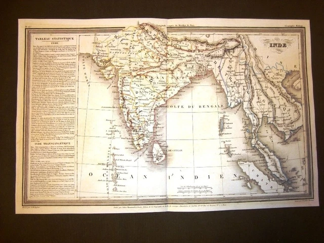 1840 DUFOUR MAP Map India - India With Statistical News £44.68 ...
